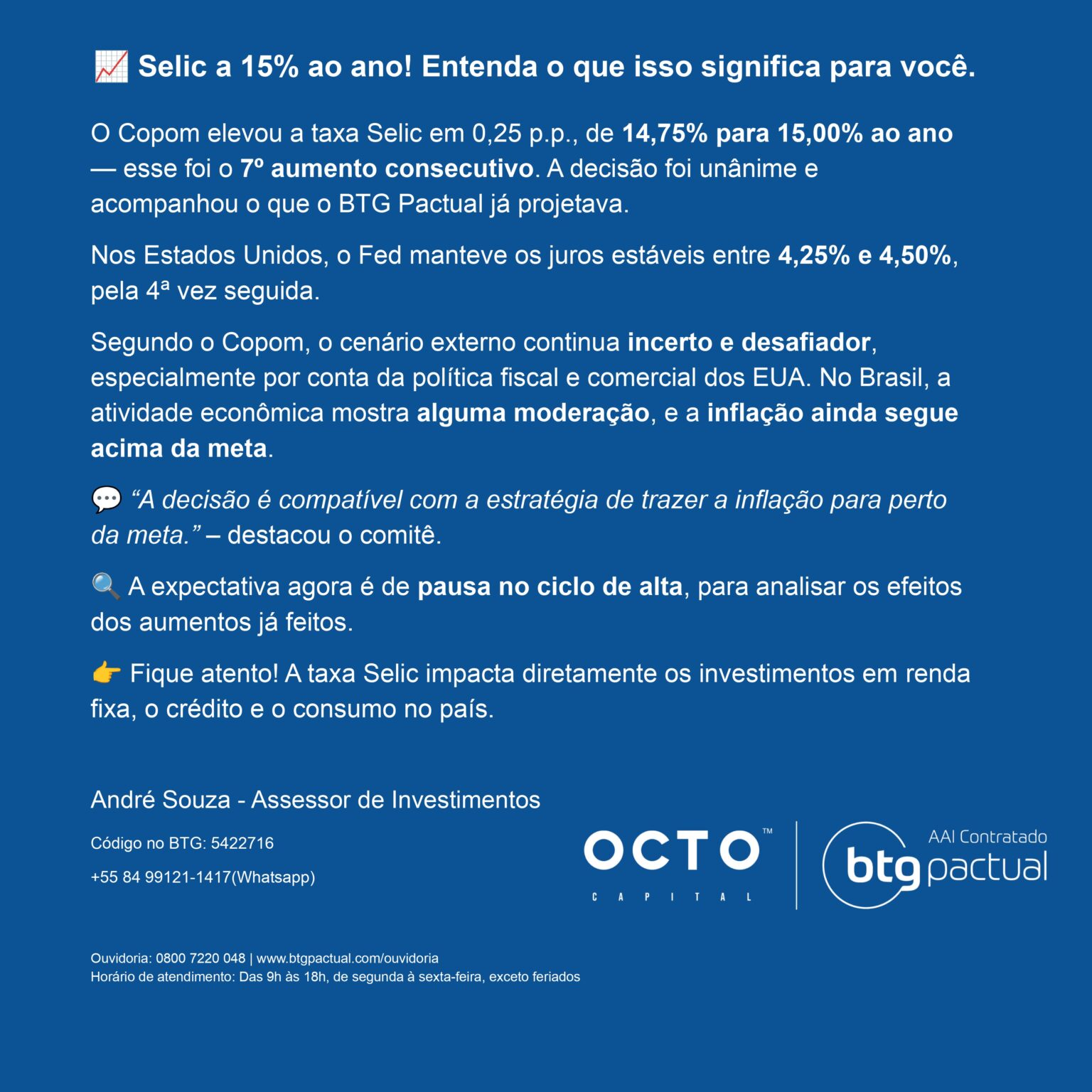 Selic a 15%: Entenda o impacto da nova alta nos juros do Brasil - André ...